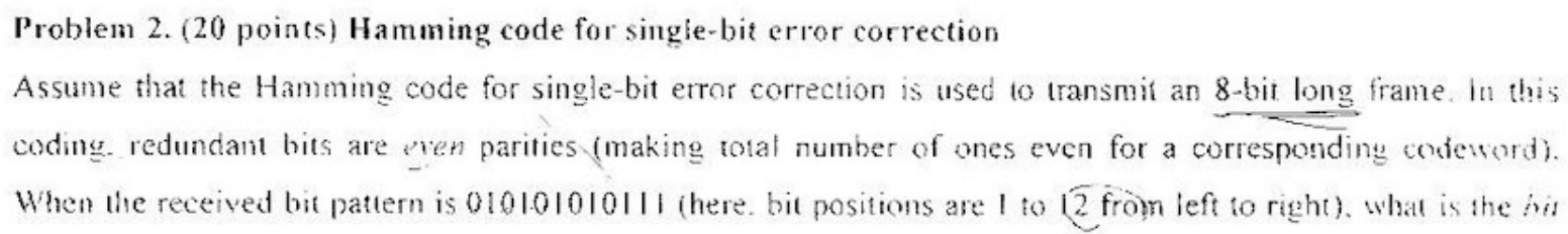 assume that the hamming code for single-bit error | Chegg.com