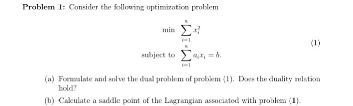 Solved Consider the following optimization problem min | Chegg.com