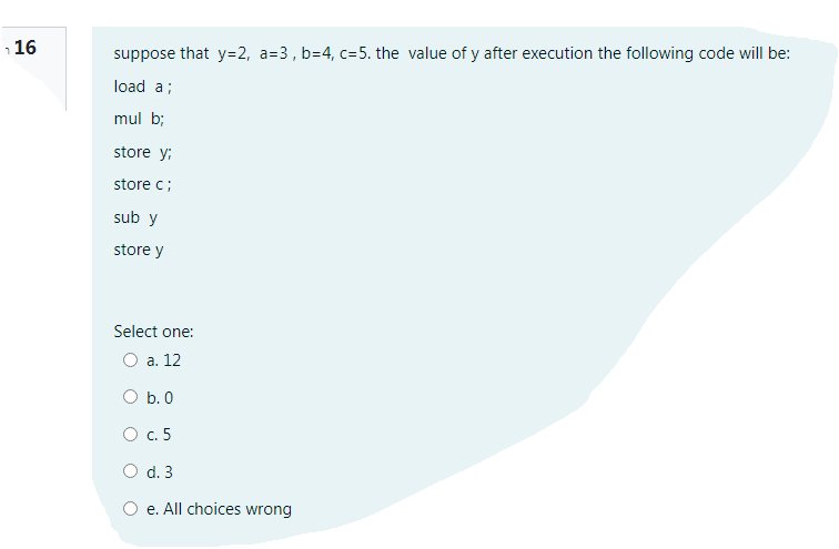Solved 15 suppose that y=2, a=3, b=4, c=5. the value of y | Chegg.com