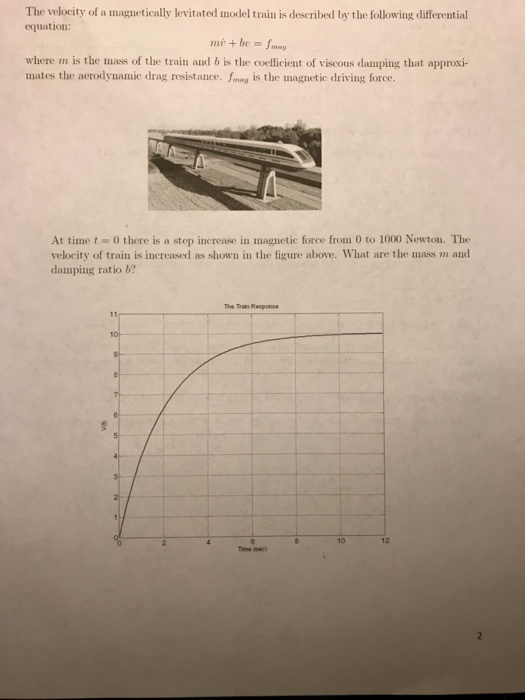 The velocity of a magnetically levitated model train | Chegg.com