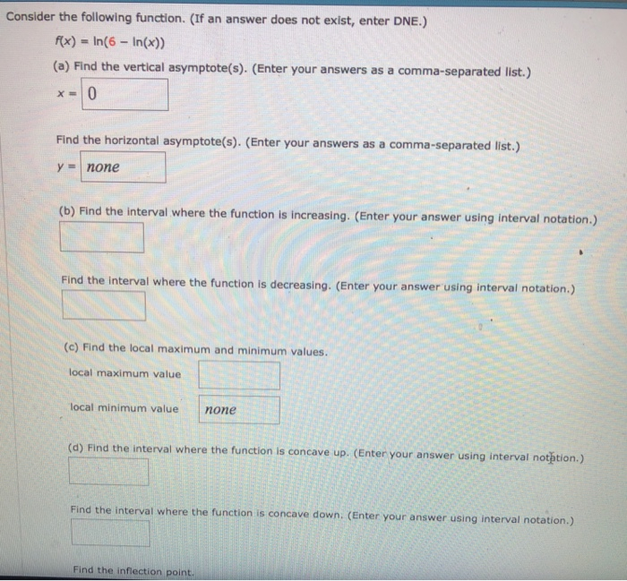 Solved Consider The Following Function If An Answer Does 1484