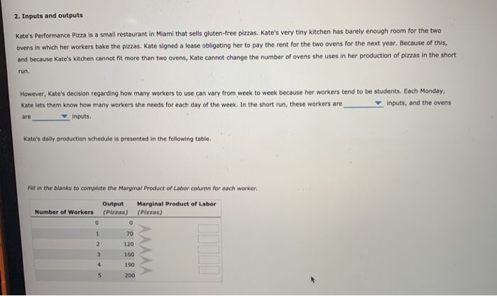2. Inputs and outputs Kate's Performance Pizza is a | Chegg.com