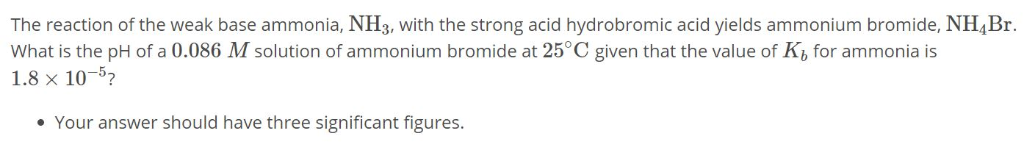 Solved The reaction of the weak base ammonia, NH3, with the | Chegg.com