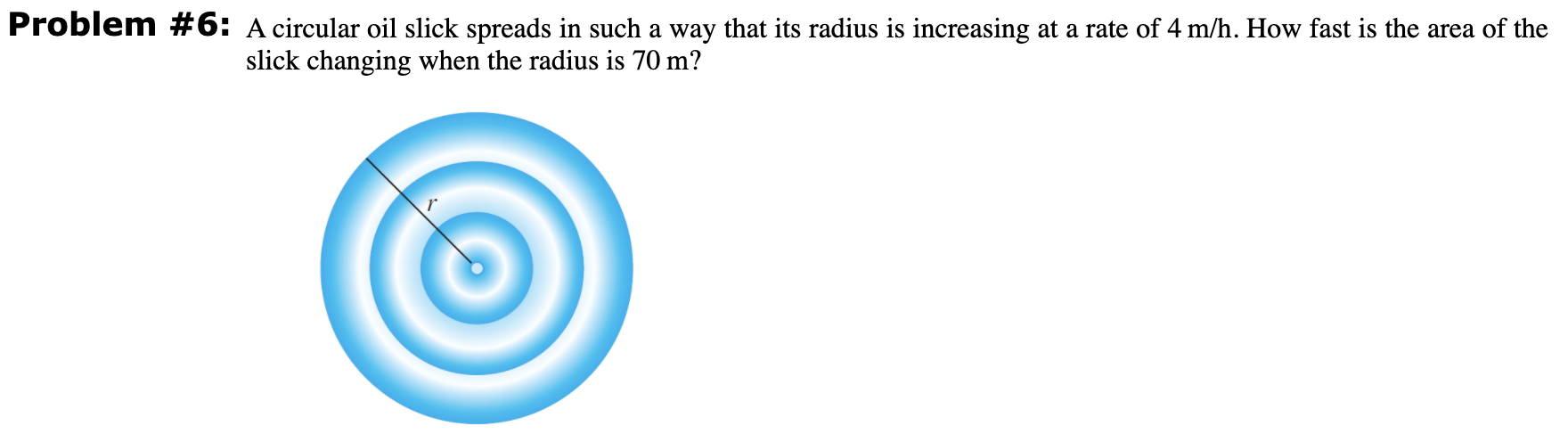 Solved Problem #6: A circular oil slick spreads in such a | Chegg.com