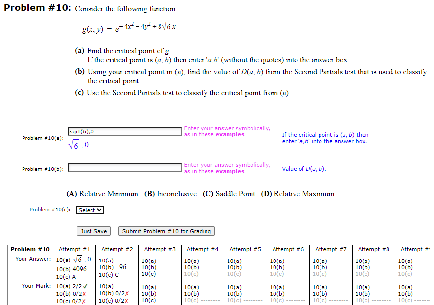 Solved Problem \# 10: Consider the following function. | Chegg.com