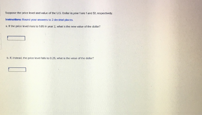 Solved Suppose the price level and value of the US. Dollar | Chegg.com
