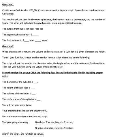 Solved Question i Create a new Script called HW_38. Create a | Chegg.com