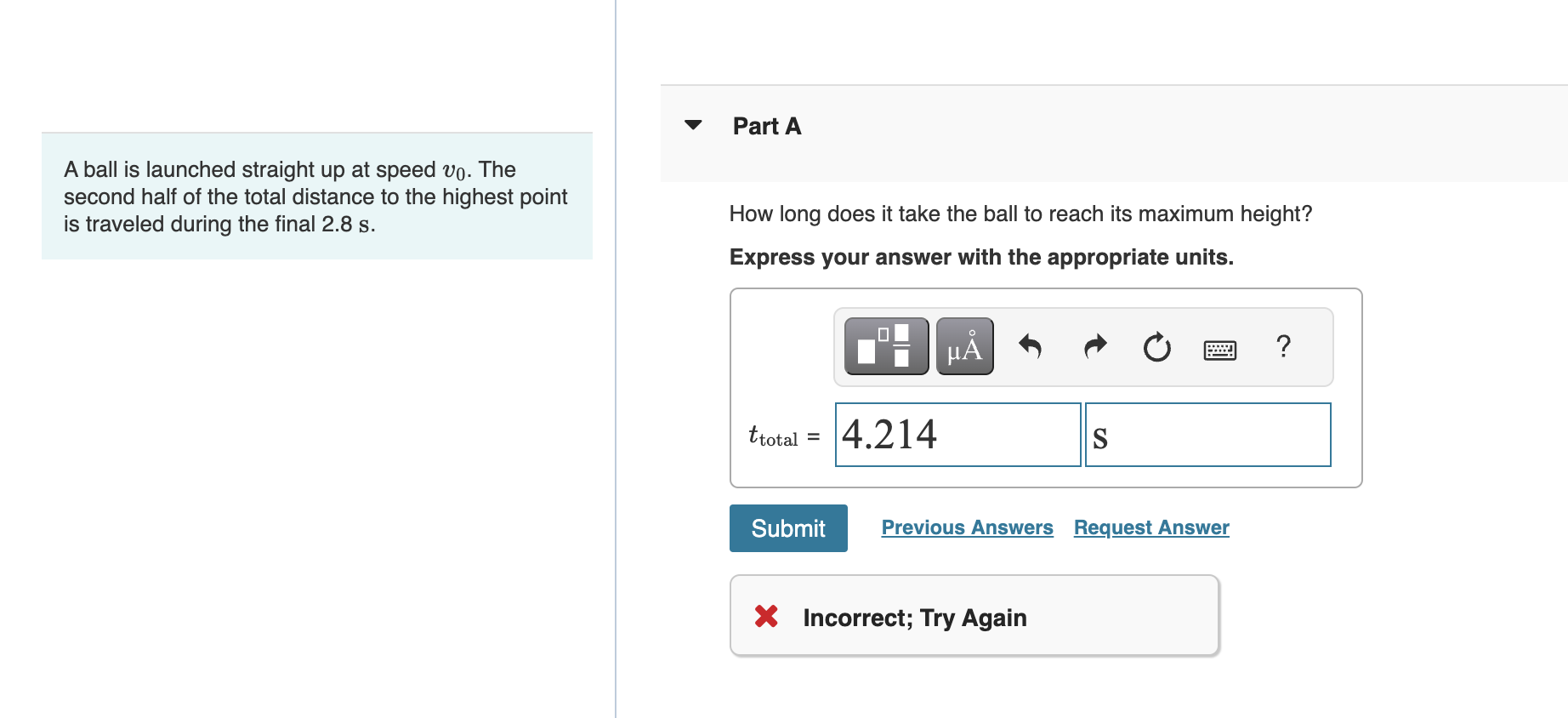 Solved A ball is launched straight up at speed v0. The | Chegg.com