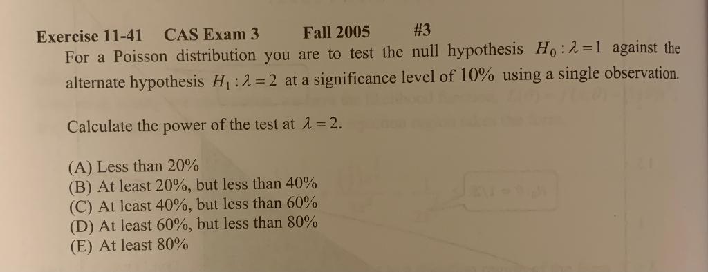 Solved Exercise 11-41 CAS Exam 3 Fall 2005 #3 For a Poisson | Chegg.com