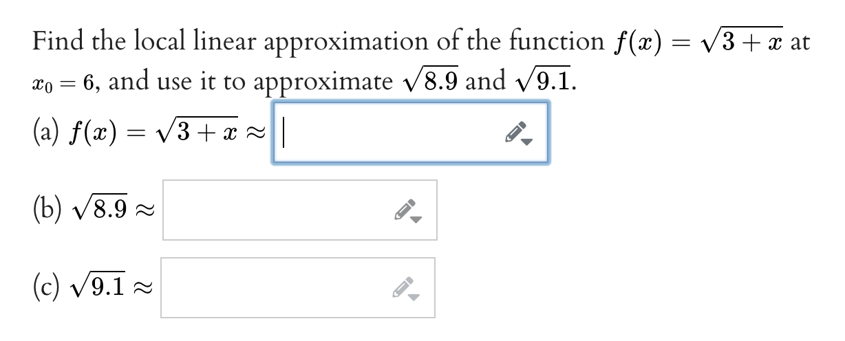 Solved Find the local linear approximation of the function | Chegg.com