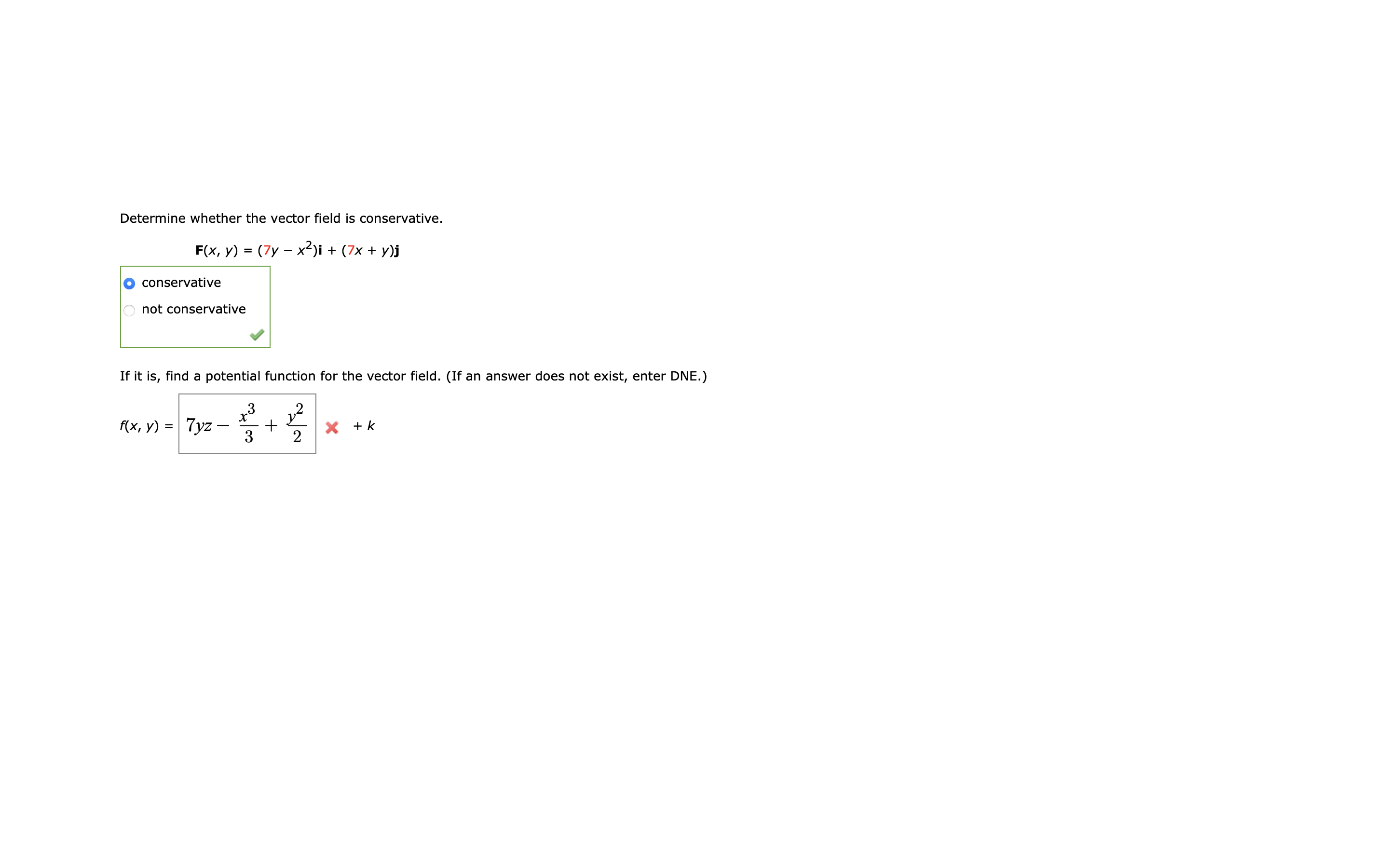 Solved Determine whether the vector field is conservative. | Chegg.com
