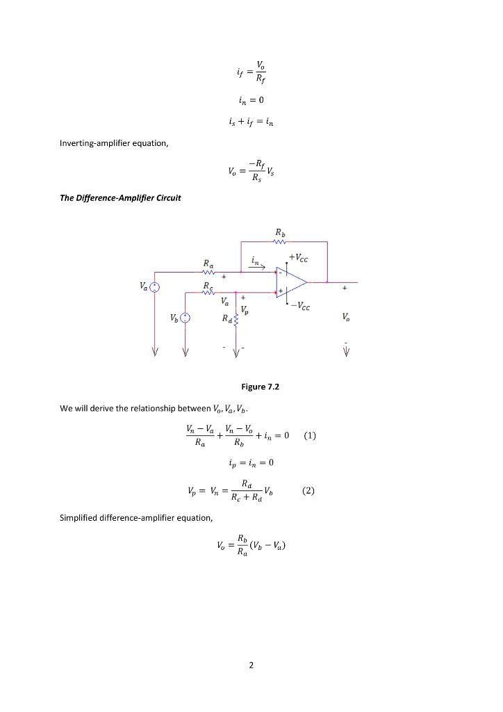 Solved Experiment 7 Basic Op-Amp Circuits 7.1 Objective The | Chegg.com