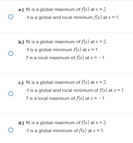 Solved Identify all of the global and local extrema of the | Chegg.com