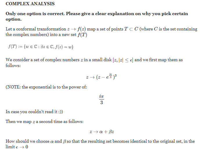 Solved COMPLEX ANALYSIS Only one option is correct. Please | Chegg.com