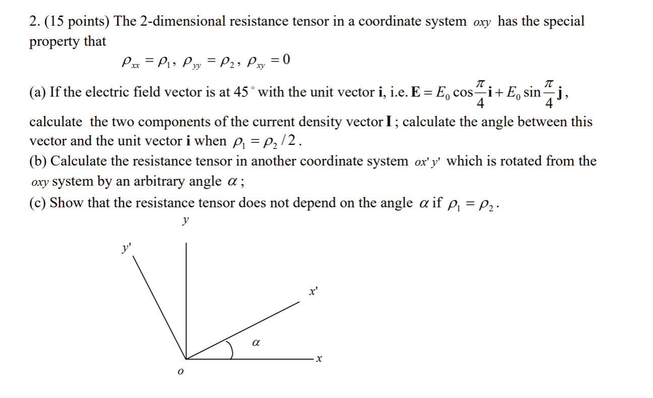 Solved 2. (15 points) The 2-dimensional resistance tensor in | Chegg.com