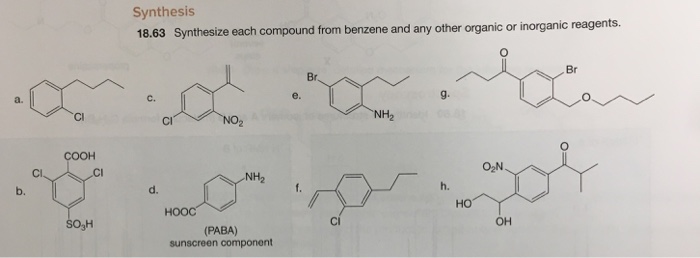 Solved Synthesis 18.63 Synthesize each compound from benzene | Chegg.com