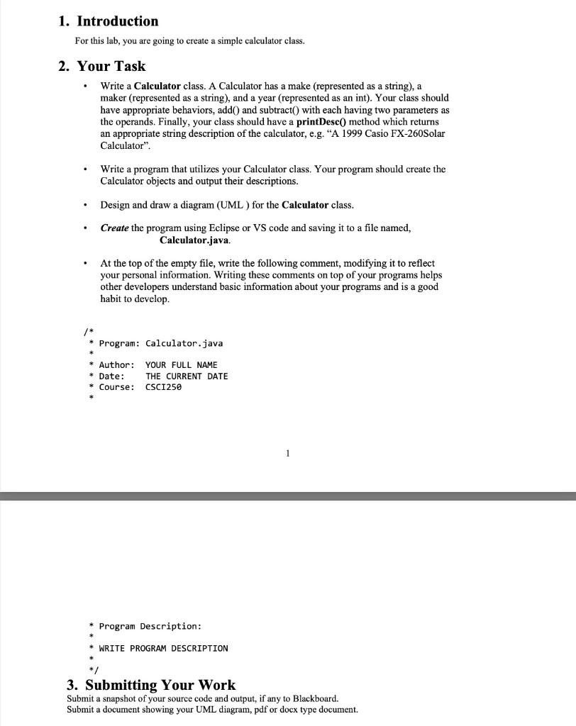Solved 1 Introduction For This Lab You Are Going To Create 