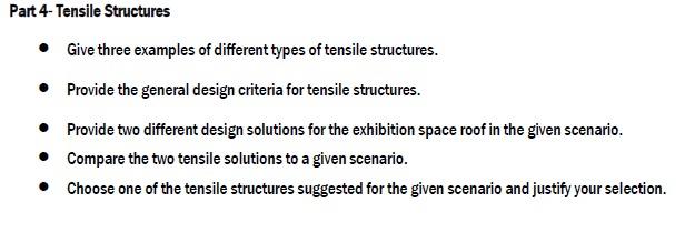 Solved Part 4-Tensile Structures • Give three examples of | Chegg.com