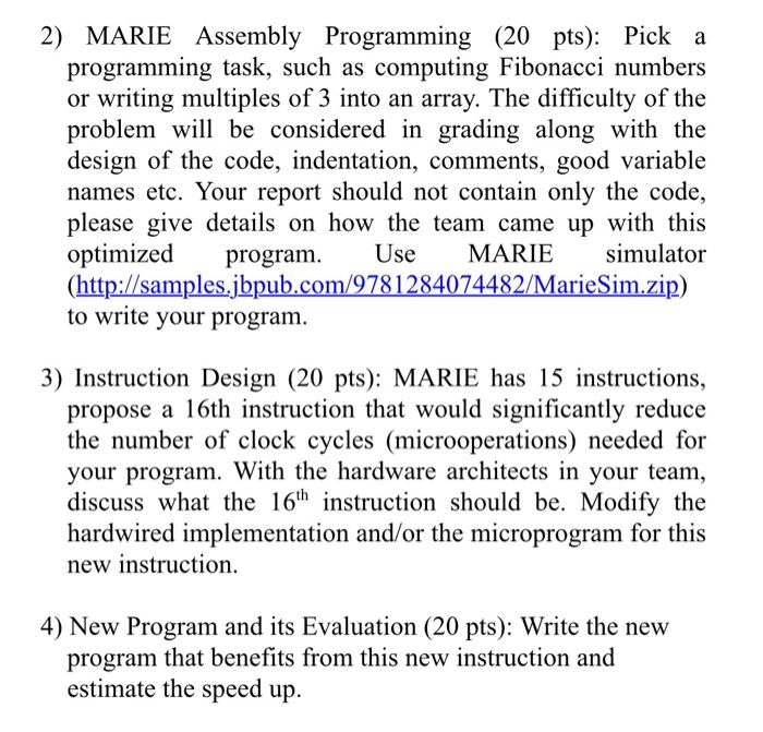 Computer architecture questions using Marie | Chegg.com