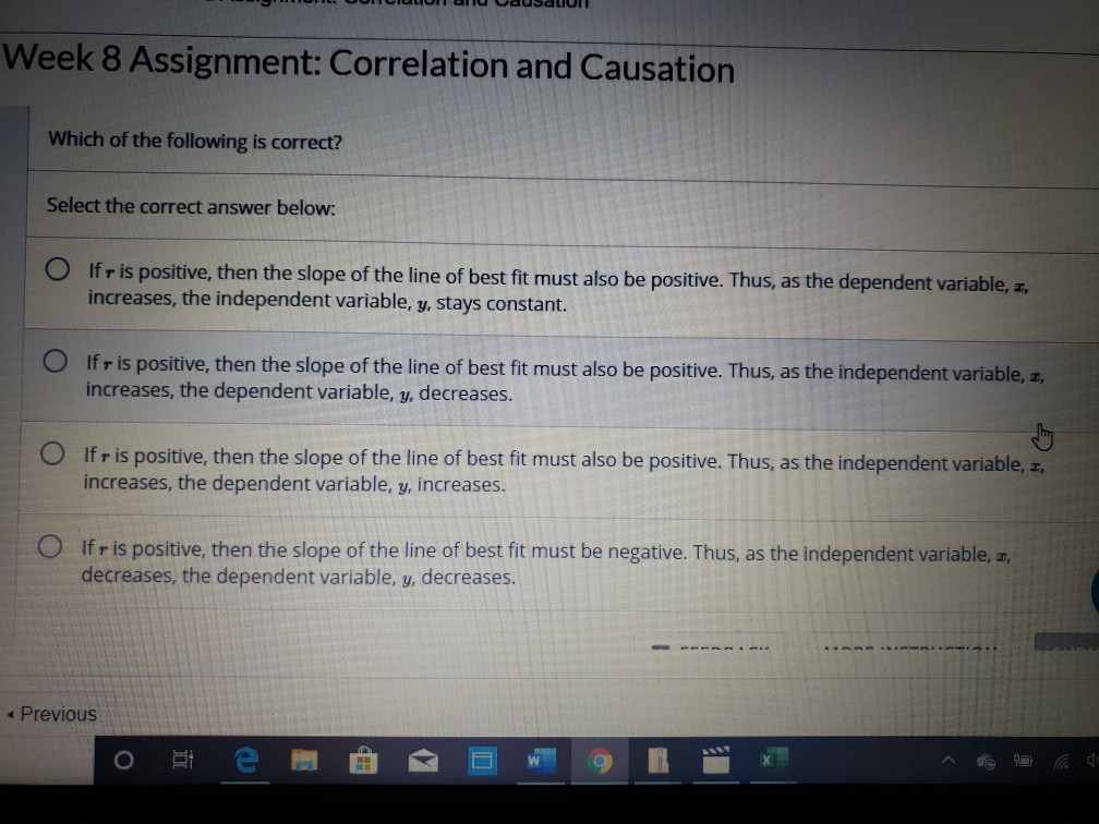 Solved auodLUI Week 8 Assignment: Correlation and Causation | Chegg.com