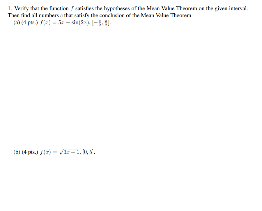 Solved 1. Verify that the function f satisfies the | Chegg.com