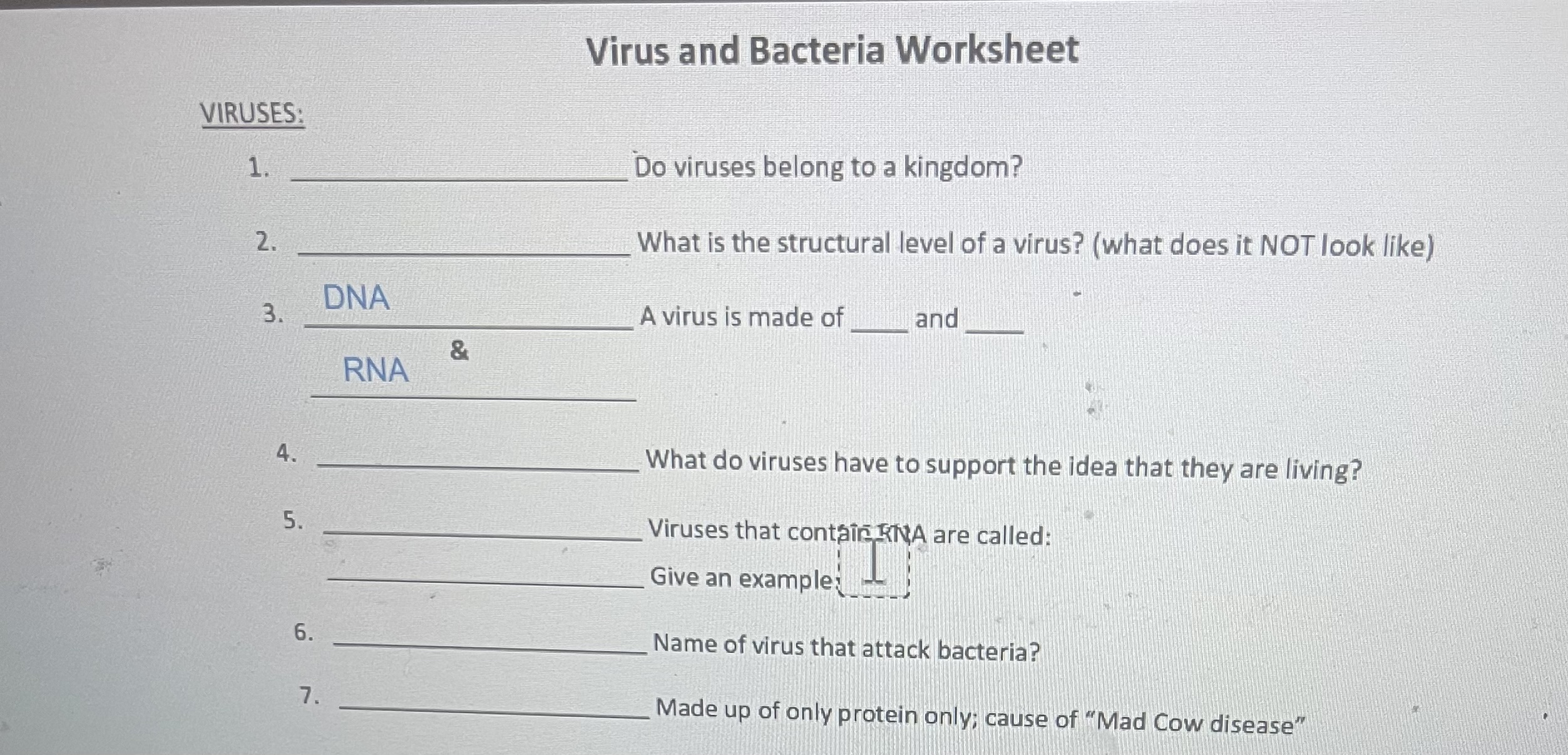 [Solved]: Virus and Bacteria Worksheet VIRUSES: 1. Do virus