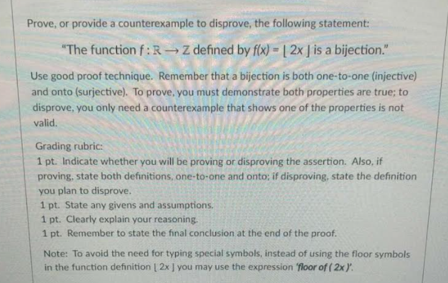 Solved Prove, or provide a counterexample to disprove, the | Chegg.com