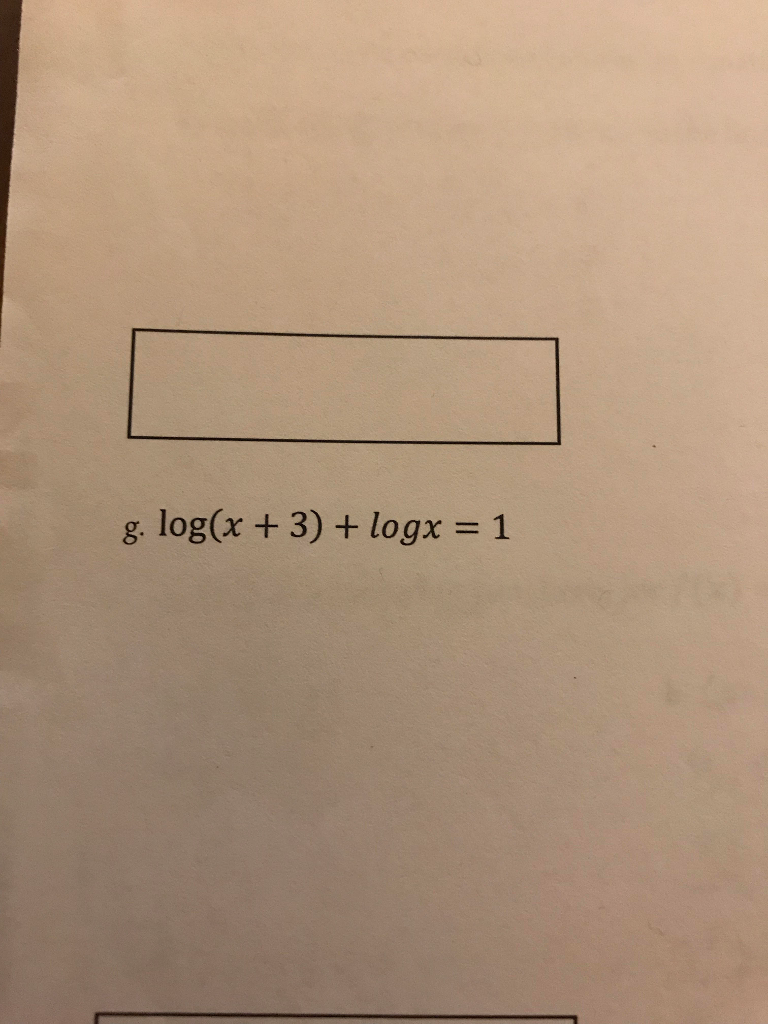 Solved g, log(x + 3) + logx 1 | Chegg.com