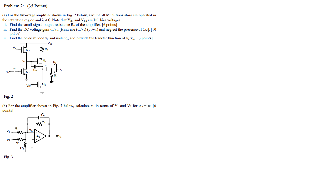 Solved Problem 2: (35 Points) (a) For the two-stage | Chegg.com