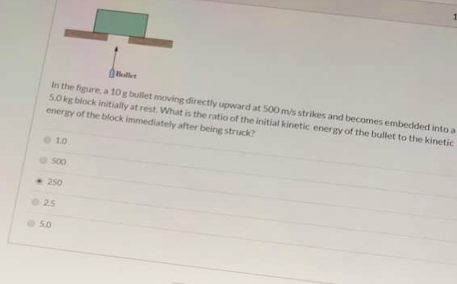 Solved In the figure, a 10 g bullet moving directly upward | Chegg.com