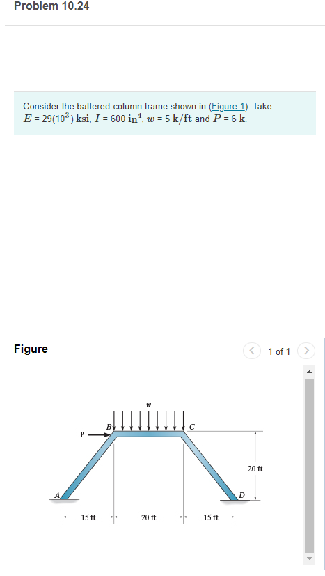Solved Consider the battered-column frame shown in . Take | Chegg.com