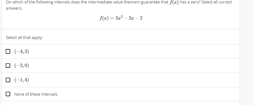 Solved On Which Of The Following Intervals Does The