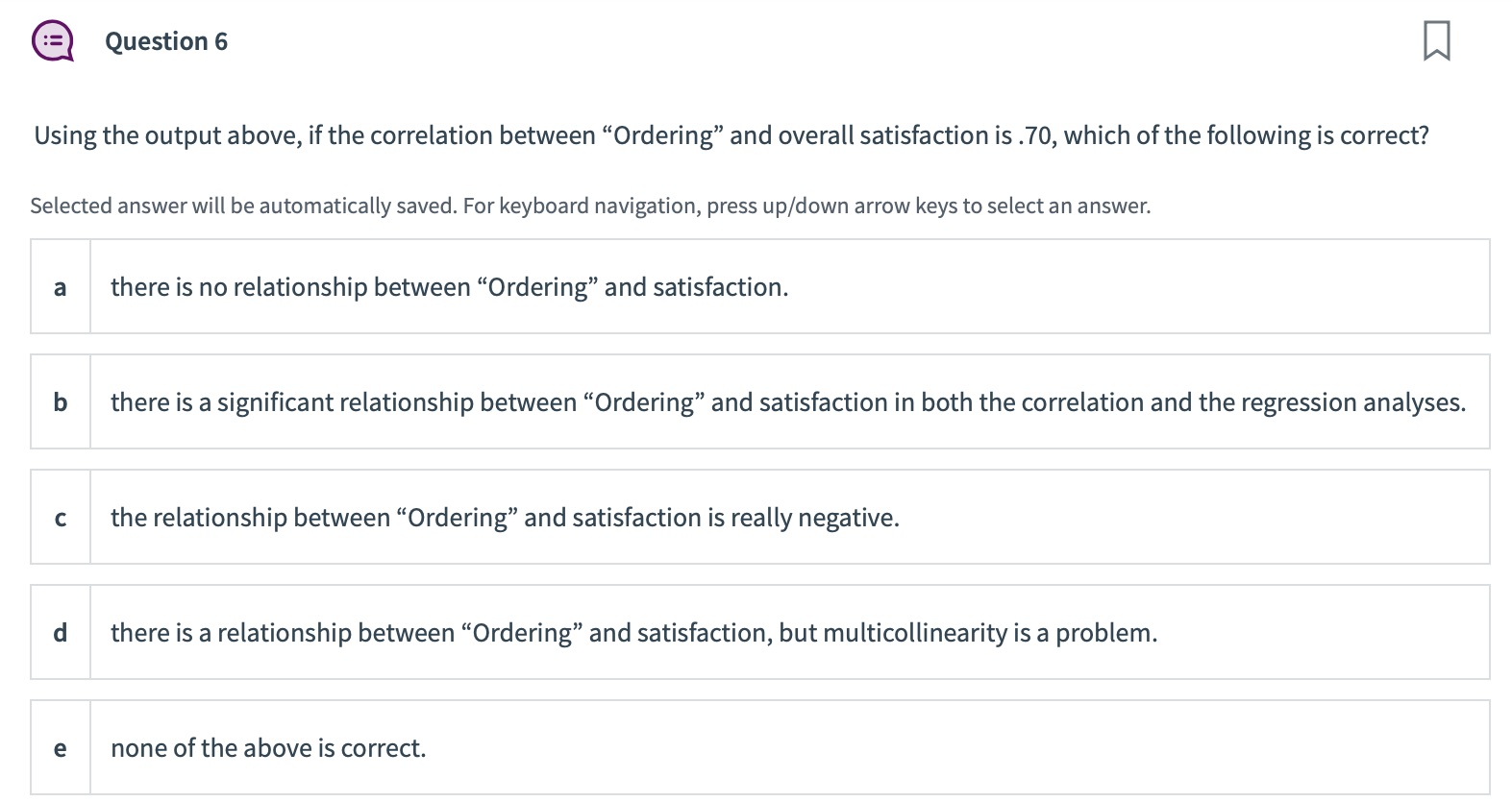 Question 6Using the output above, if the correlation | Chegg.com