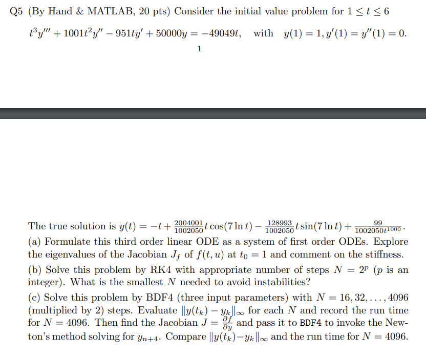 Solved Q5 By Hand And Matlab 20 Pts Consider The Initial 1938