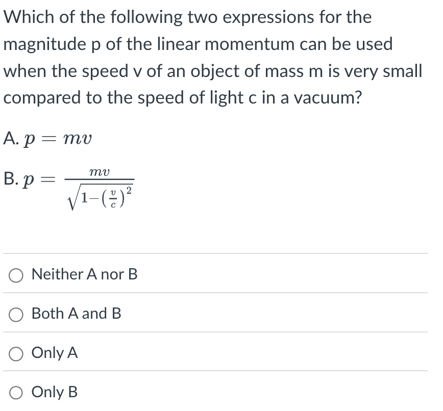 Solved Which of ﻿the following two expressions for | Chegg.com