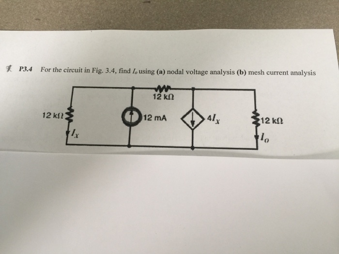 Solved For the circuit in Fig. 3.4, find l0 using (a) nodal | Chegg.com