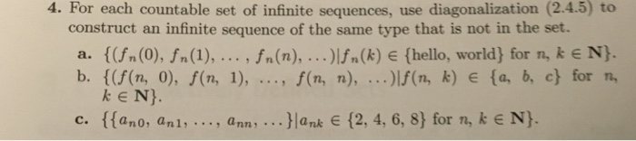 Solved 4. For each countable set of infinite sequences, use | Chegg.com
