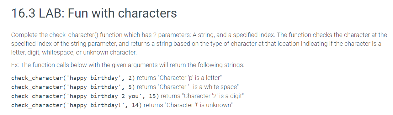 Solved Complete the check_character( function which has 2 | Chegg.com