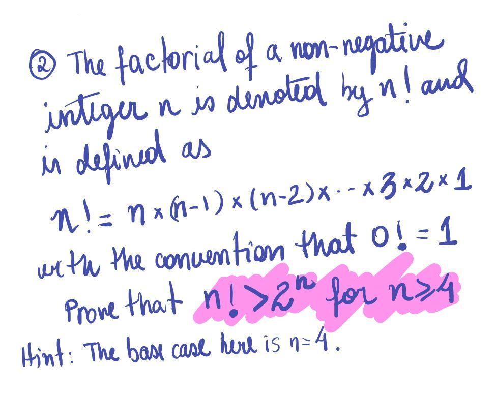 Solved a X The factorial of a non-negative integer n is | Chegg.com