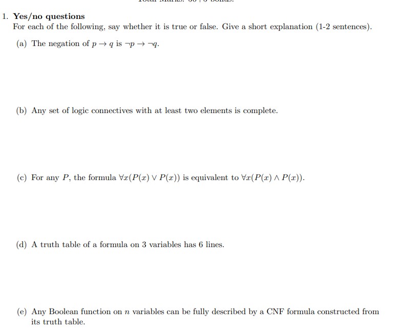 Solved solve: Yes or no ﻿questionsFor each of ﻿the | Chegg.com