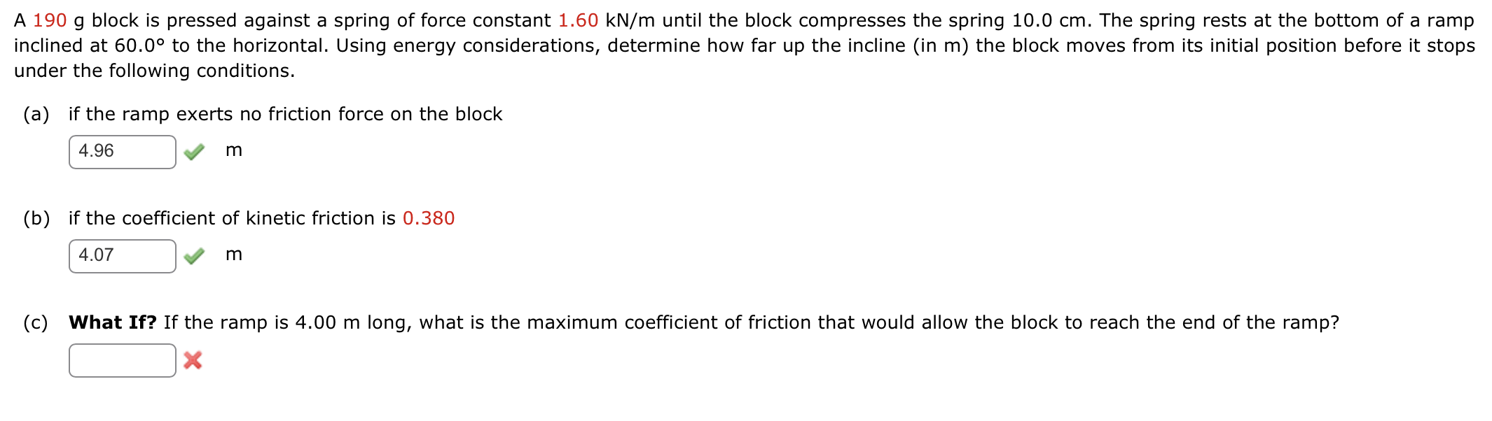 Solved A 190 g block is pressed against a spring of force | Chegg.com