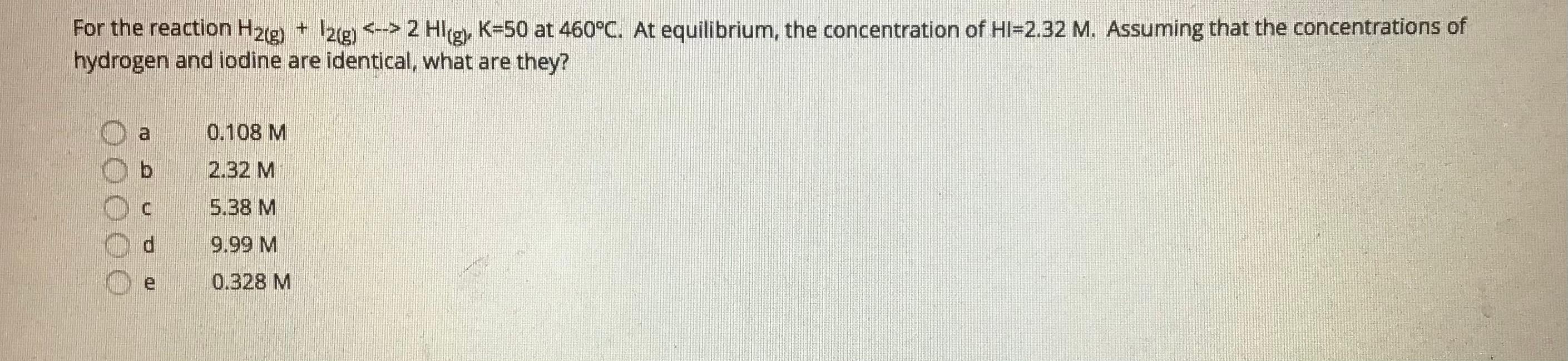 Solved For the reaction H2(g) + [2(g) 2 Hlig), K=50 at | Chegg.com