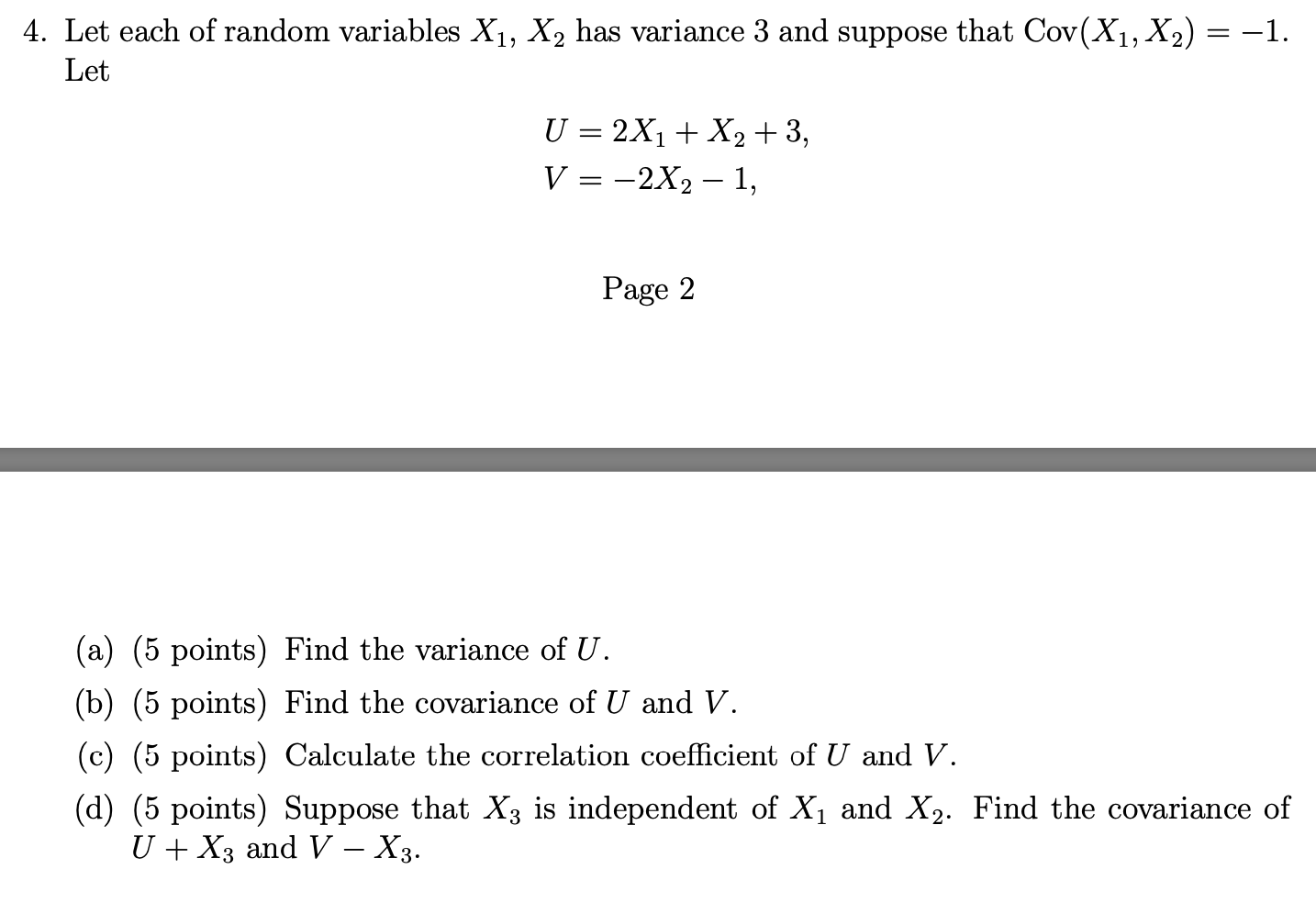 Solved 4. Let each of random variables X1, X, has variance 3 | Chegg.com