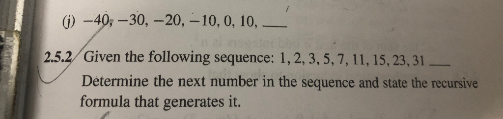 Solved 2.5 Exercises For each of the following sequences, | Chegg.com