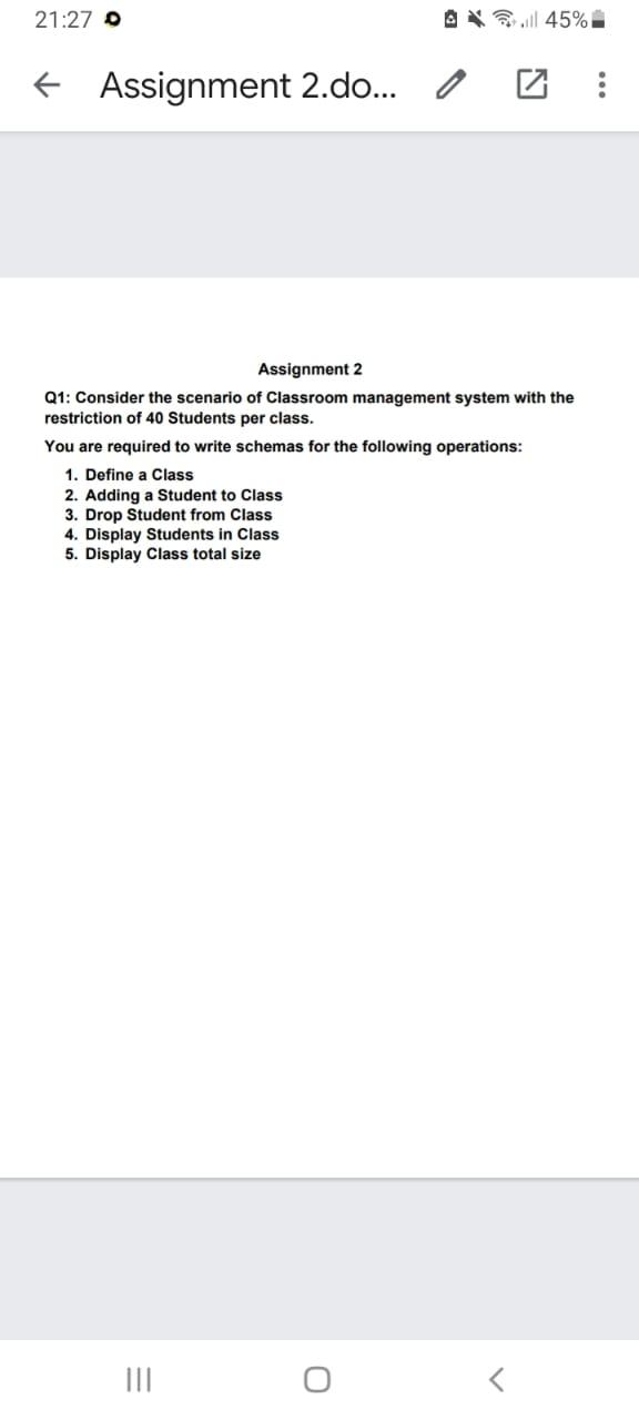 Solved 21:27 0 All 45% K Assignment 2.do... : Assignment 2 | Chegg.com