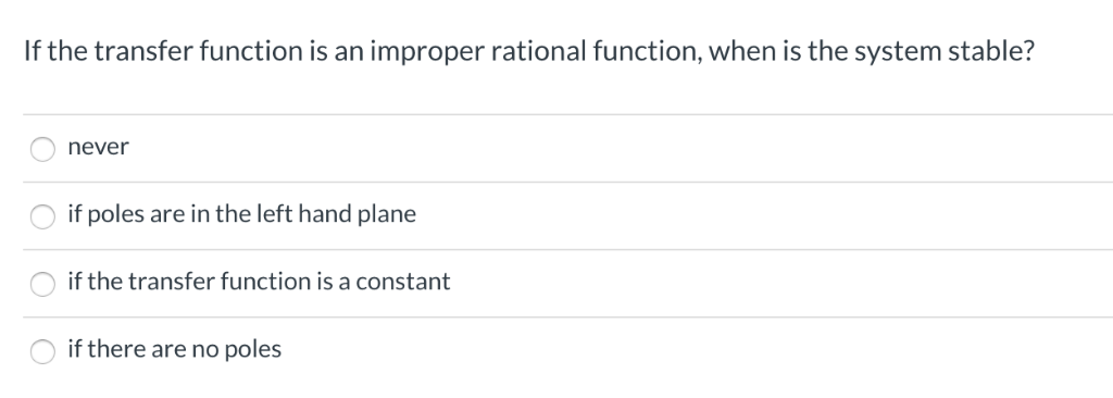Solved If the transfer function is an improper rational | Chegg.com