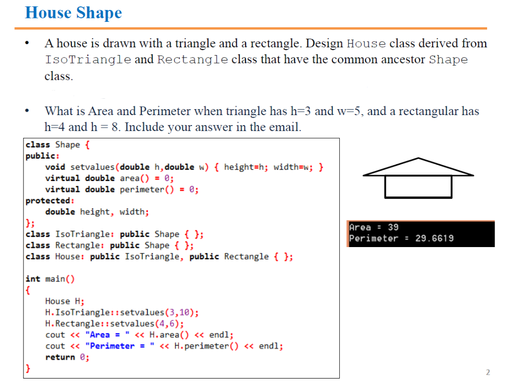 Solved House Shape A house is drawn with a triangle and a | Chegg.com