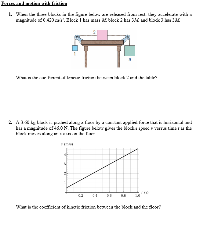 Solved Forces and motion with friction 1. When the three | Chegg.com