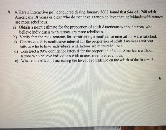 Solved 8. A Harris Interactive poll conducted during January | Chegg.com
