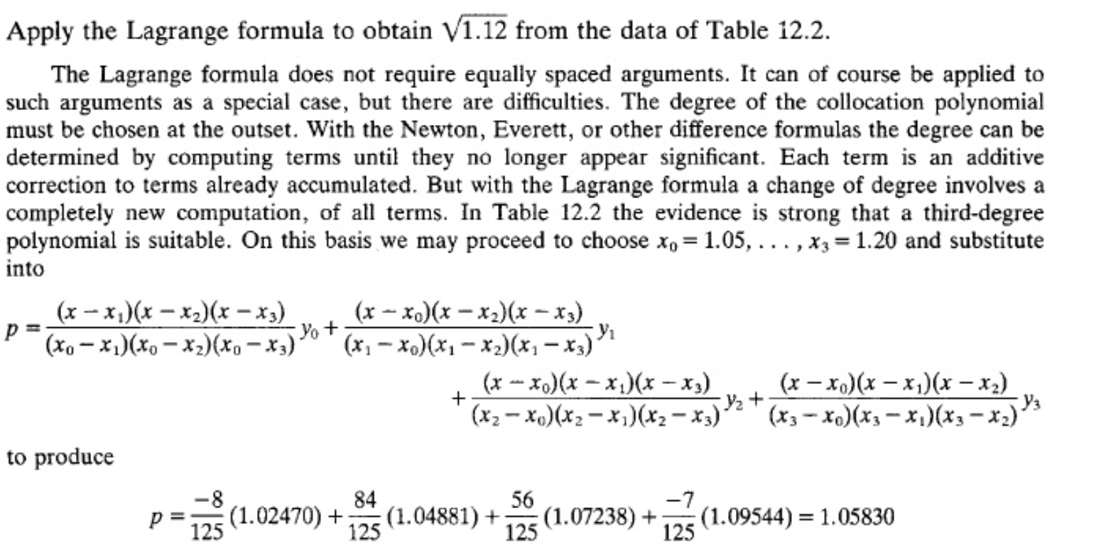 Solved Apply the Lagrange formula to obtain V1.12 from the | Chegg.com